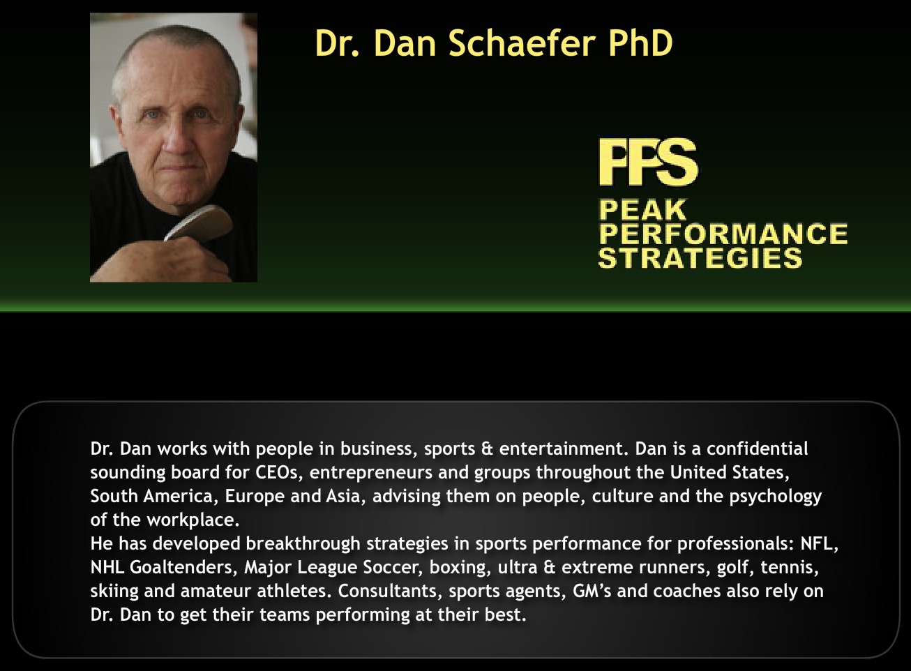 About Dr. Dan – Golf and The Mind Game